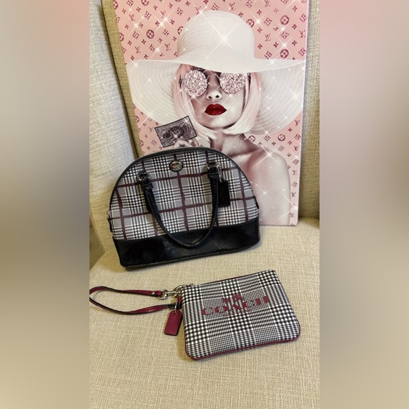 Coach | Bags | Coach Black And White Checkered Womens Bag With Matching ...